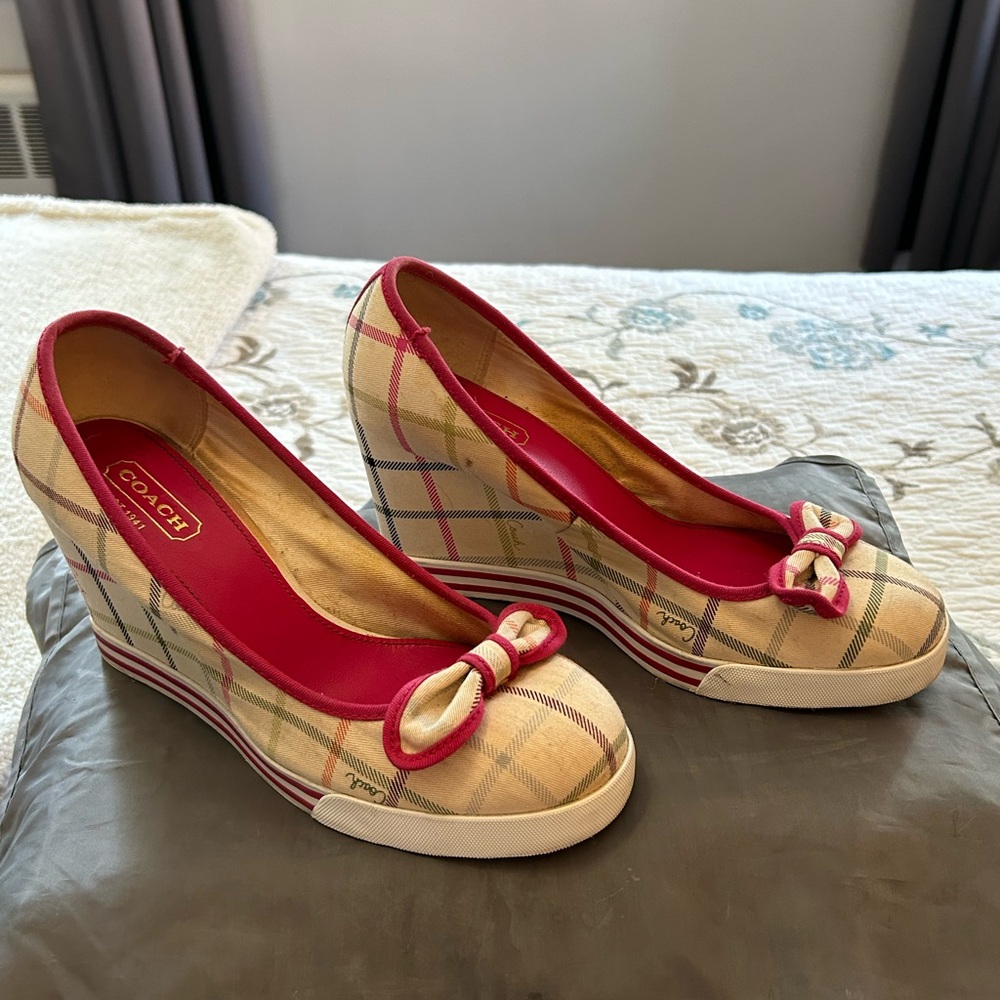 Coach Sweetie Tattersall Wedges Platform Shoes, Size … - Gem